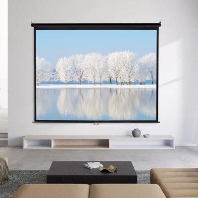 Livingandhome Projector Screen with Manual Pull Down for Home Theater ...
