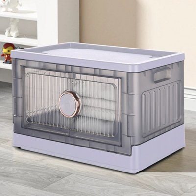 Livingandhome Purple Foldable and Stackable Storage Box with Dual Open ...