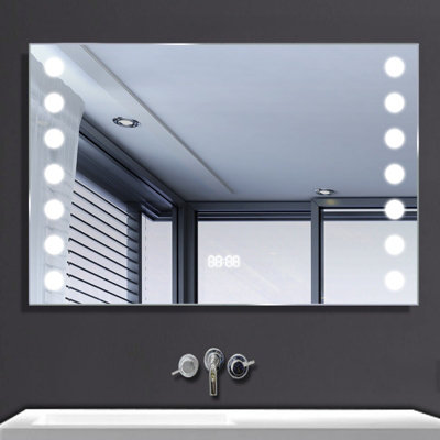Livingandhome Rectangular Wall Mounted Illuminated Bathroom Mirror ...
