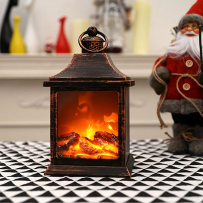Livingandhome Retro LED Fireplace Lantern Fire Flame Light Home Decor ...