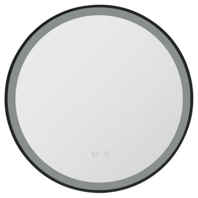 Livingandhome Round Metal Framed LED Wall Bathroom Mirror 800mm Dia