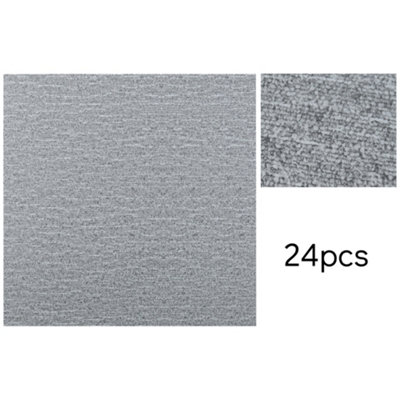 Livingandhome Set of 24 Grey Modern Carpet Squares PVC Flooring Peel ...