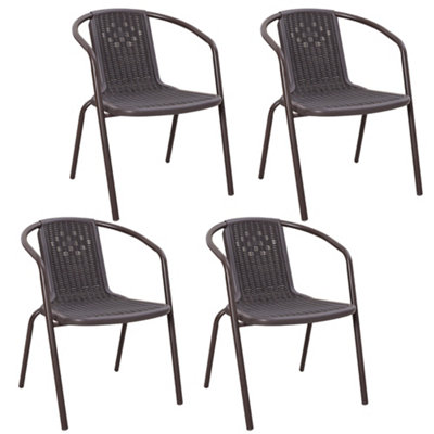 Livingandhome Set of 4 Brown Rustic Outdoor Patio Garden Rattan ...