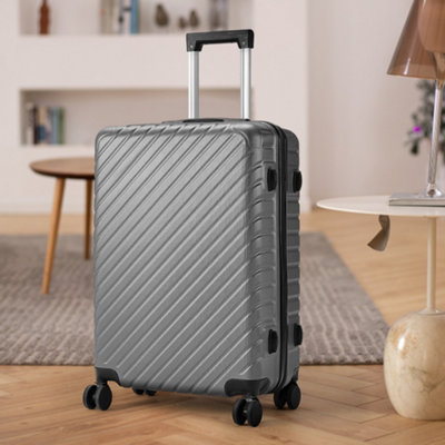 Livingandhome Silver Lightweight Hardside Travel Suitcase with Spinner ...