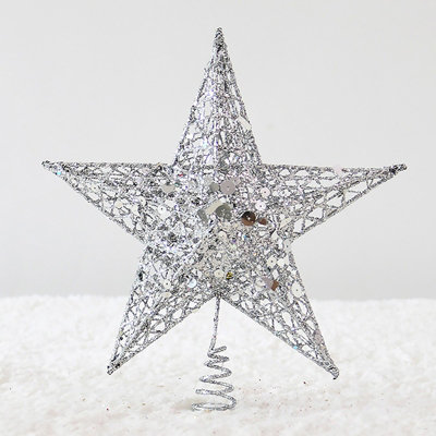 Livingandhome Sliver Lighted Up Christmas Tree Topper Star Christmas ...