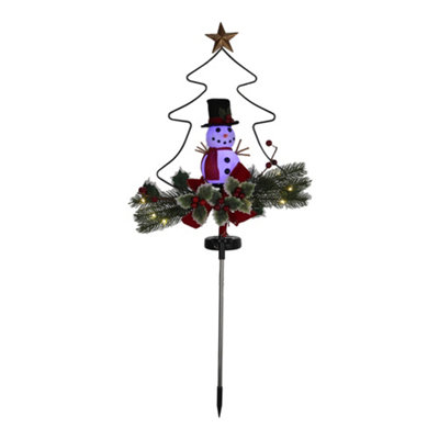 Livingandhome Solar Powered Snowman Garden Stake Light Christmas ...