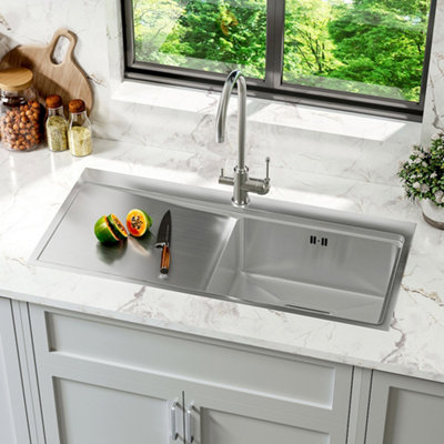 Livingandhome Stainless Steel Inset Kitchen Sink, 1 Single Bowl Drainer ...