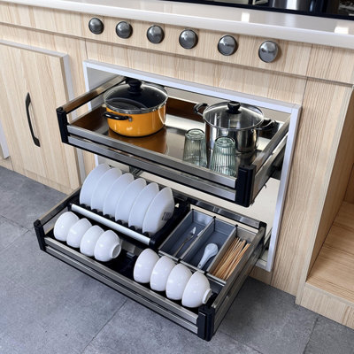 Livingandhome Stainless Steel Kitchen Cabinet Pull-Out Basket ...