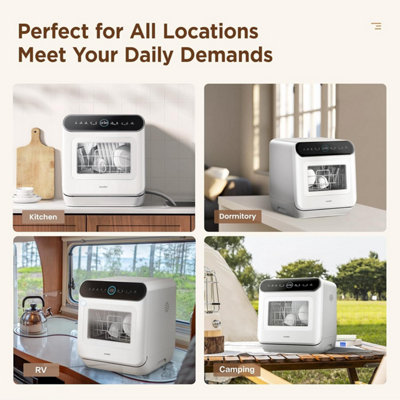 Livingandhome Table Top 6L Touch Control Dishwasher with 3 Place ...