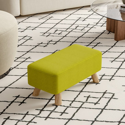 Livingandhome Tofu-shaped Green Linen Upholstered Footstool Footrest ...