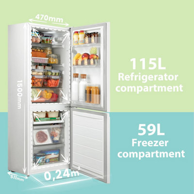 Livingandhome White 174L Freestanding Low Frost Fridge Freezer