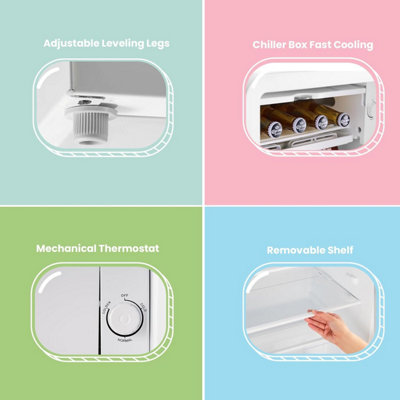 Livingandhome White 93L Retro Freestanding Fridge with Chiller Box