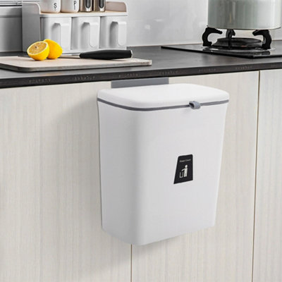 Livingandhome White Door Hanging Kitchen Trash Bin Rubbish Can Home ...