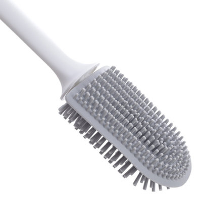 Livingandhome White Flexible Silicone Toilet Brush and Holder