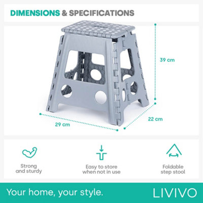 LIVIVO 1 Tread (EVA) & polypropylene (PP) Foldable Step stool (H)0.39m ...
