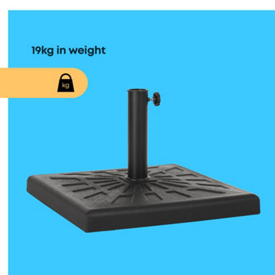 LIVIVO 19Kg Square Resin Parasol Base - Black