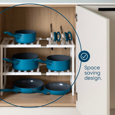 LIVIVO 2 Tier Under Sink Shelf Storage Organiser Metal Adjustable Extendable Rack for Bathroom Kitchen Cupboard