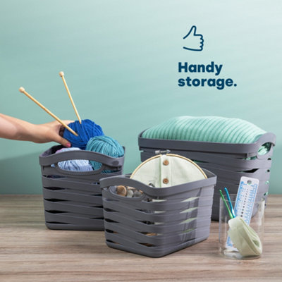 LIVIVO 22L Plastic Storage Baskets with Handles