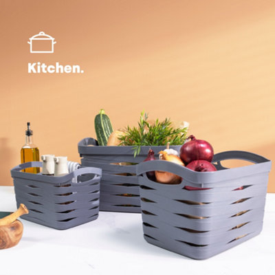 LIVIVO 22L Plastic Storage Baskets with Handles