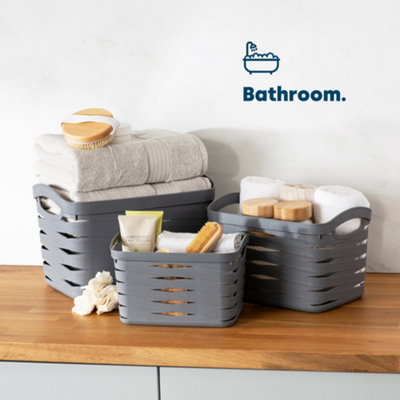 LIVIVO 22L Plastic Storage Baskets with Handles