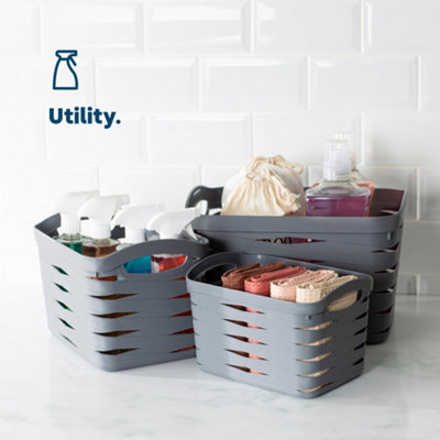 LIVIVO 22L Plastic Storage Baskets with Handles