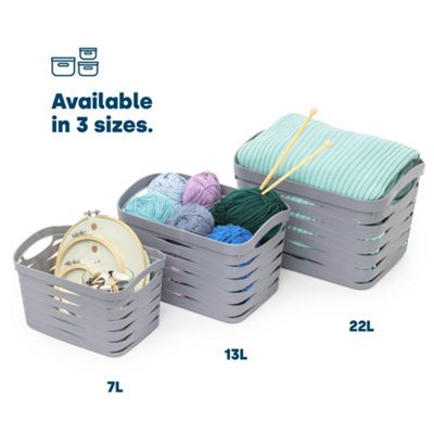 LIVIVO 22L Plastic Storage Baskets with Handles