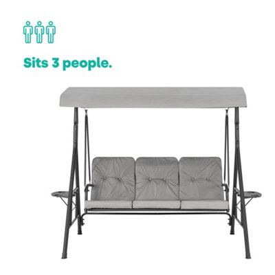 LIVIVO 3 Seater Garden Swing Hammock Seat Adjustable Canopy Heavy Duty Outdoor Patio Furniture