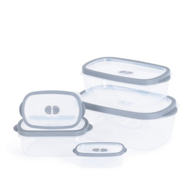 LIVIVO 5-Piece Oval Food Storage Container Set with Grey Lids, Space ...