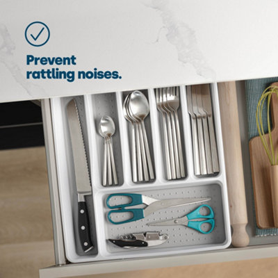 LIVIVO 6-Compartment Cutlery Tray - White/Grey