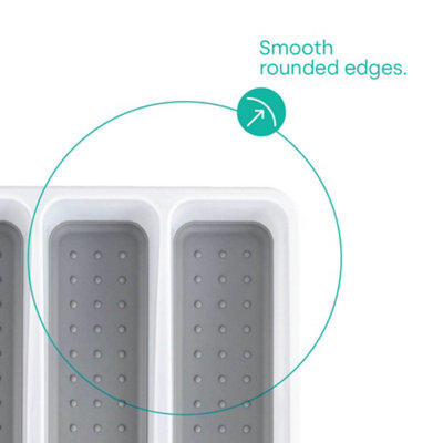 LIVIVO 6-Compartment Cutlery Tray - White/Grey