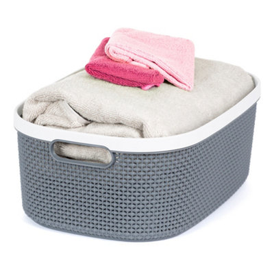 LIVIVO Bathroom & Laundry Storage Basket - Tidy Organiser, Plastic ...