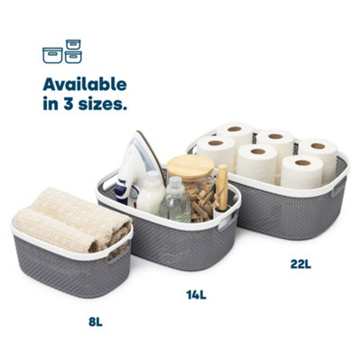 LIVIVO Bathroom & Laundry Storage Basket - Tidy Organiser, Plastic ...