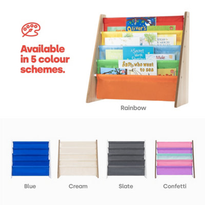 LIVIVO Colorful Children s Sling Bookcase with Fabric Shelves Multicoloured