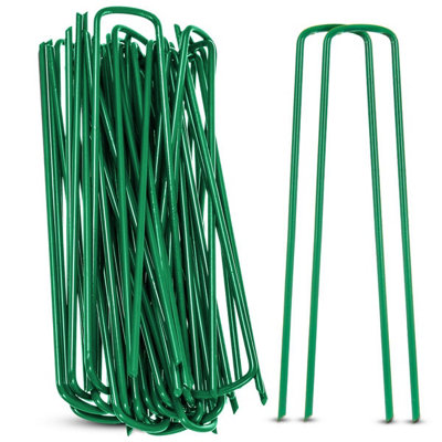 LIVIVO Durable Galvanized Metal U Tent Pegs - Pack of 50 | DIY at B&Q