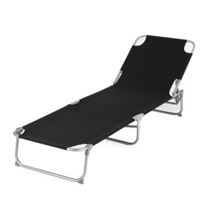 Buy LIVIVO Foldable Outdoor Reclining Sun Lounger, Black at B&Q