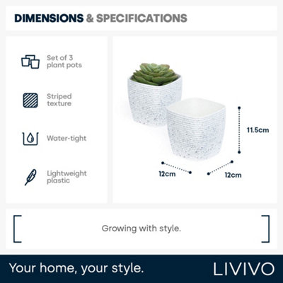 LIVIVO Garden Plant Pots, Set of 3 - White