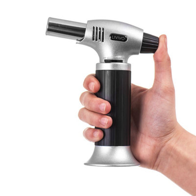 LIVIVO Kitchen Blow Torch Adjustable Refillable Gas Torch Lighter with Safety Lock