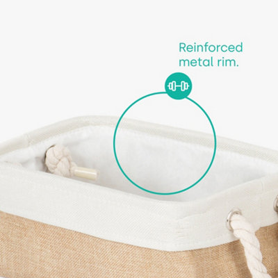 LIVIVO Large Foldable Canvas Storage Baskets, Set of 3 Luxury Fabric ...