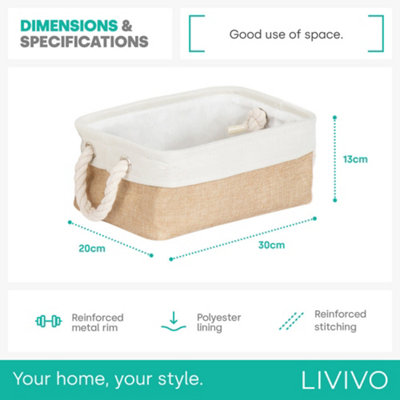 LIVIVO Large Foldable Canvas Storage Baskets, Set of 3 Luxury Fabric ...