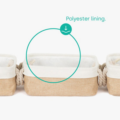 LIVIVO Large Foldable Canvas Storage Baskets, Set of 3 Luxury Fabric ...