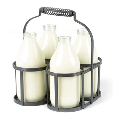 LIVIVO Milk Bottle Crate Holder - Sturdy Metal Holder with a ...