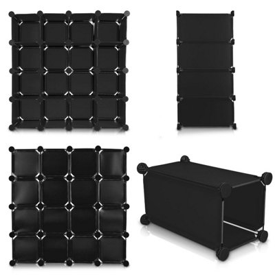 LIVIVO Multi-Purpose 16-Section Interlocking Cube Shoe Rack Organiser ...