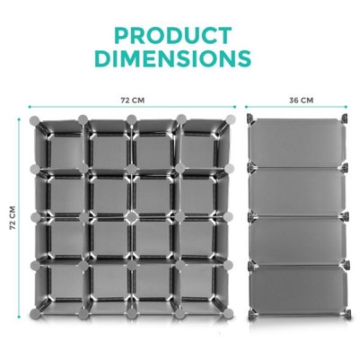 LIVIVO Multi-Purpose 16-Section Interlocking Cube Shoe Rack Organiser ...