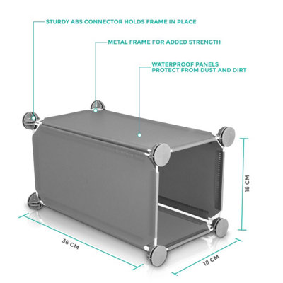 LIVIVO Multi-Purpose 16-Section Interlocking Cube Shoe Rack Organiser ...