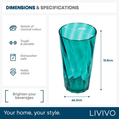LIVIVO Multicoloured Plastic Tumblers - Set of 6