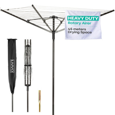 LIVIVO Outdoor Garden Rotary Washing Line - 4 Arm Folding Clothes Dryer ...