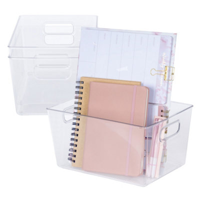 LIVIVO Set of 3 Large Stackable Plastic Organisers