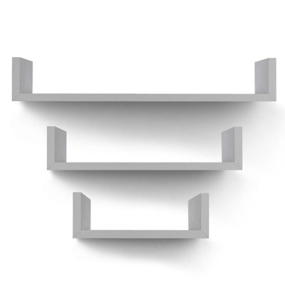 LIVIVO Set of 3 Wall Floating Shelves - Screw Mounted Invisible ...