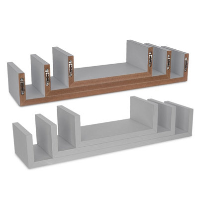LIVIVO Set of 3 Wall Floating Shelves - Screw Mounted Invisible ...