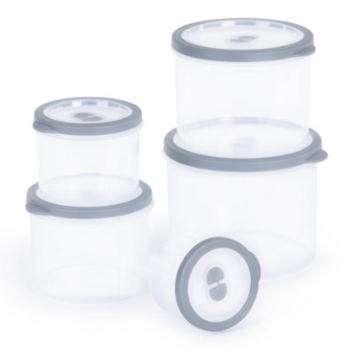 LIVIVO Set of 5 Cylinder Storage Containers with Grey Lids - BPA Free ...
